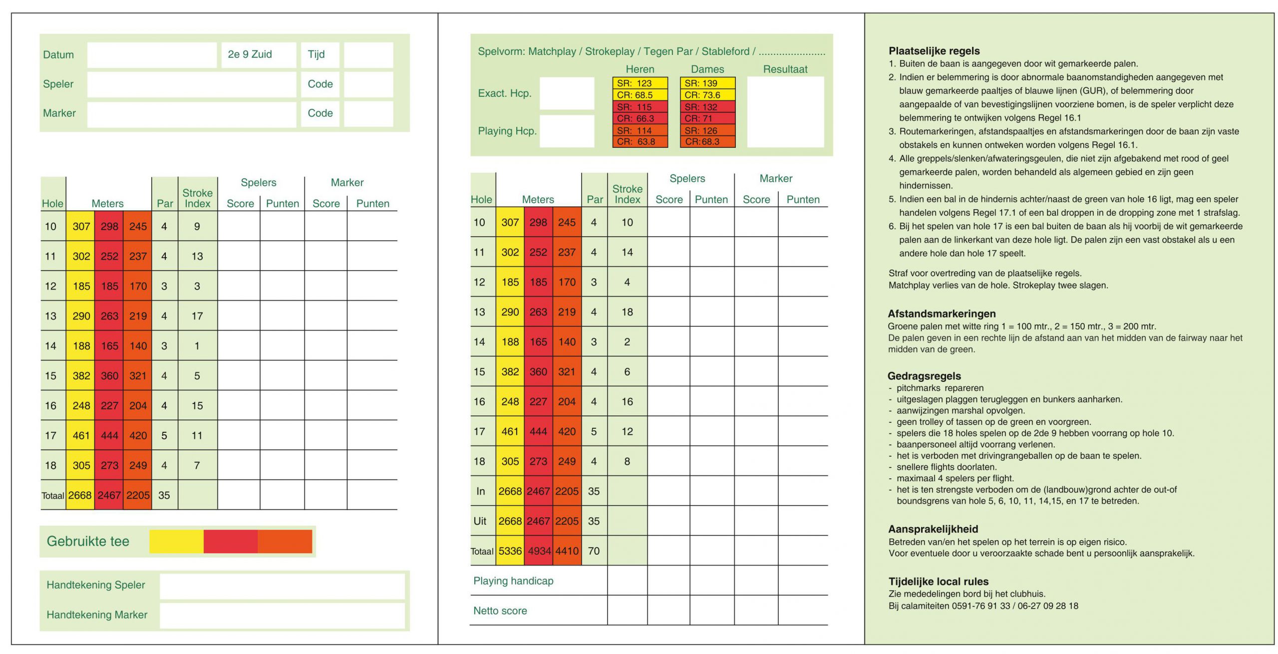 Scorekaarten - Golfpark Exloo - Waar golf en gezelligheid samenkomen